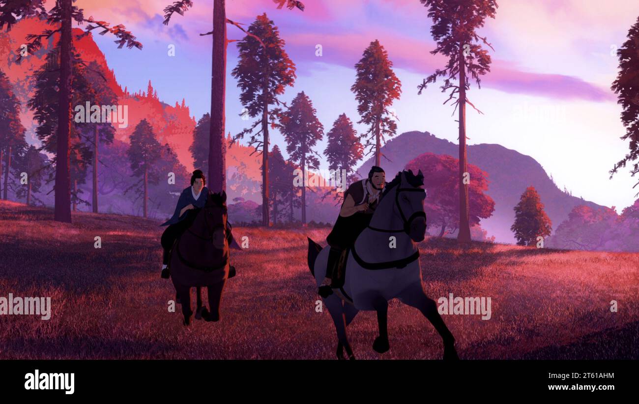 BLUE EYE SAMURAI, from left: Mizu (voice: Maya Erskine), Mikio (voice ...