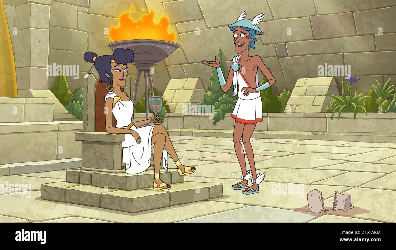 KRAPOPOLIS, from left: Deliria (voice: Hannah Waddingham), Hermes ...