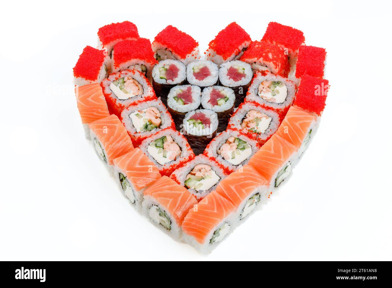 a set of heart-shaped rolls on a white background for a food delivery ...