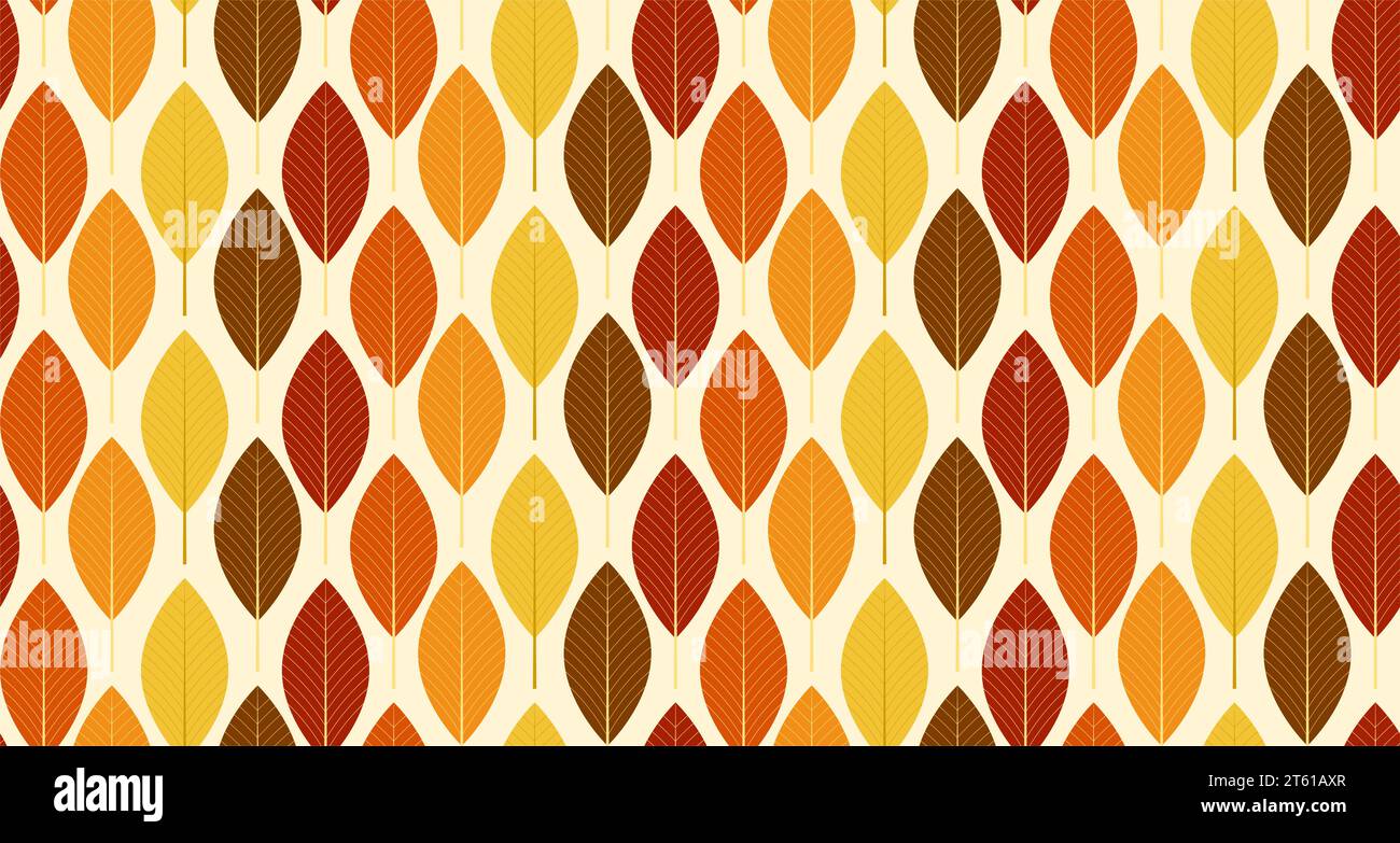 Autumn color leaves in a grid in a seamless repeat pattern - Vector ...