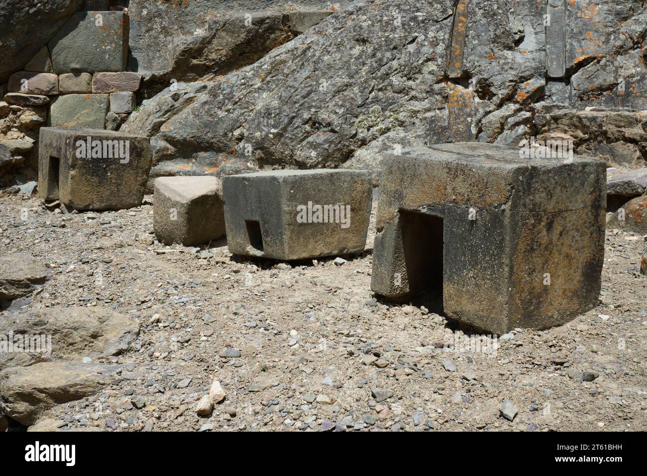 Inca stone blocks at The Ollantaytambo Sanctuary, historical Inca site ...