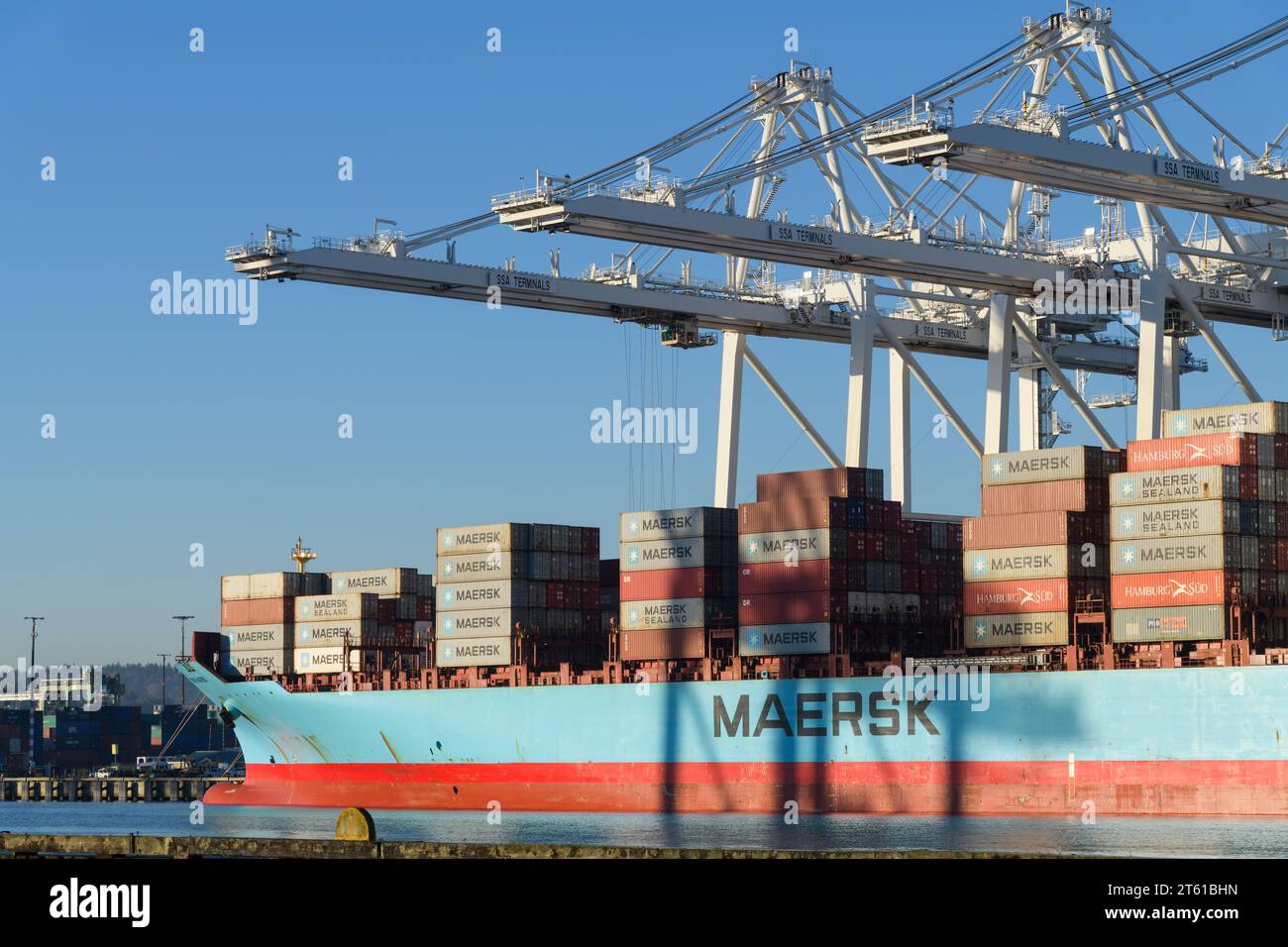 Seattle, WA, USA - October 29, 2023; Container ship Rhone Maersk at ...