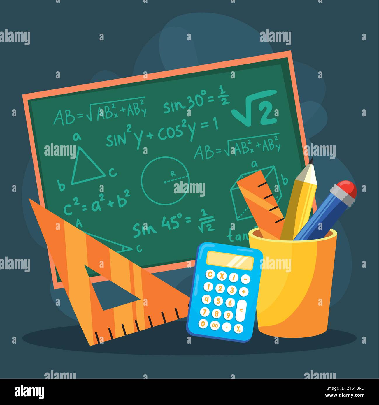 Cartoon math class concept background Vector Stock Vector Image & Art ...