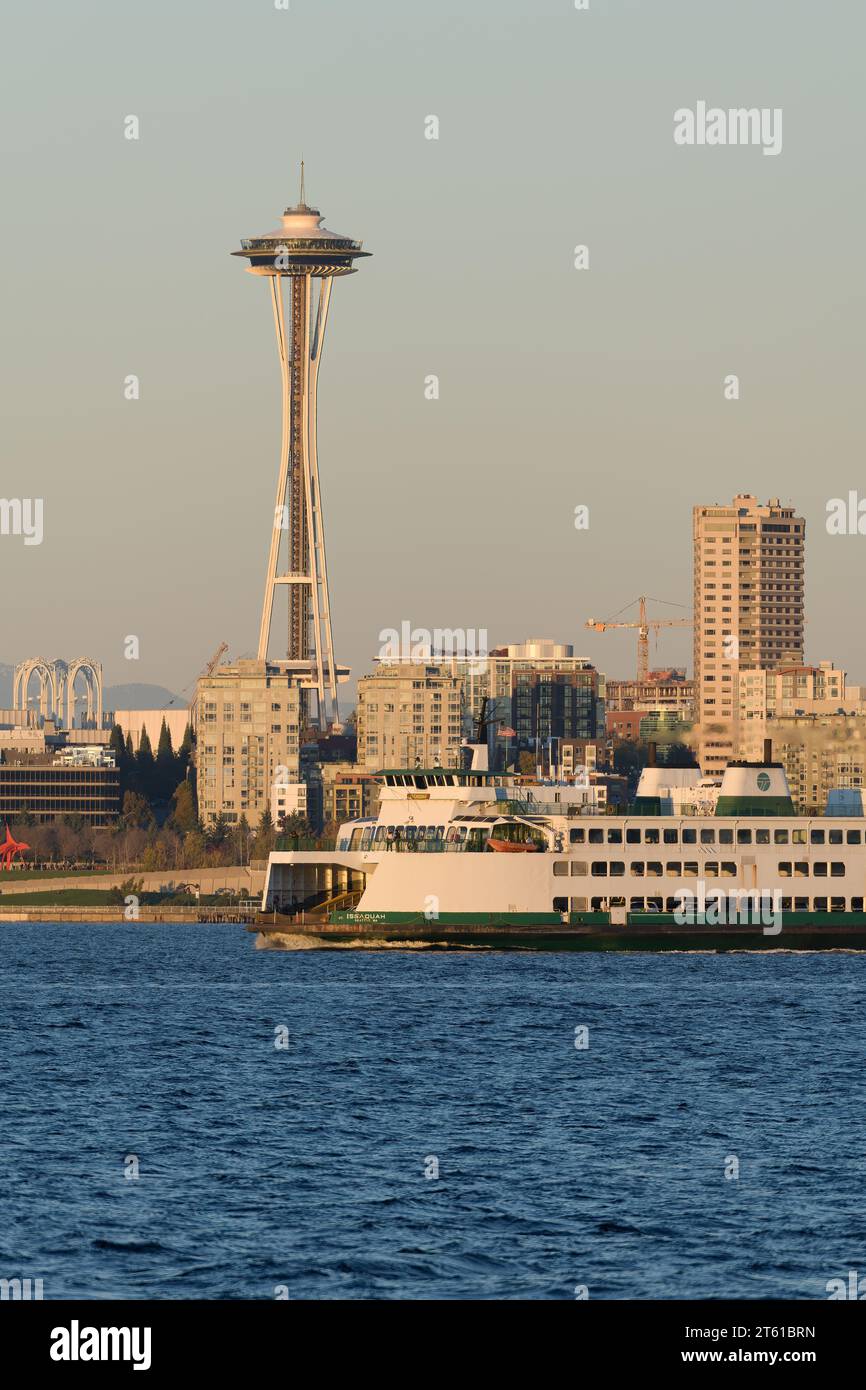Seattle, WA, USA - October 28, 2023; Evening sailing of Washington ...