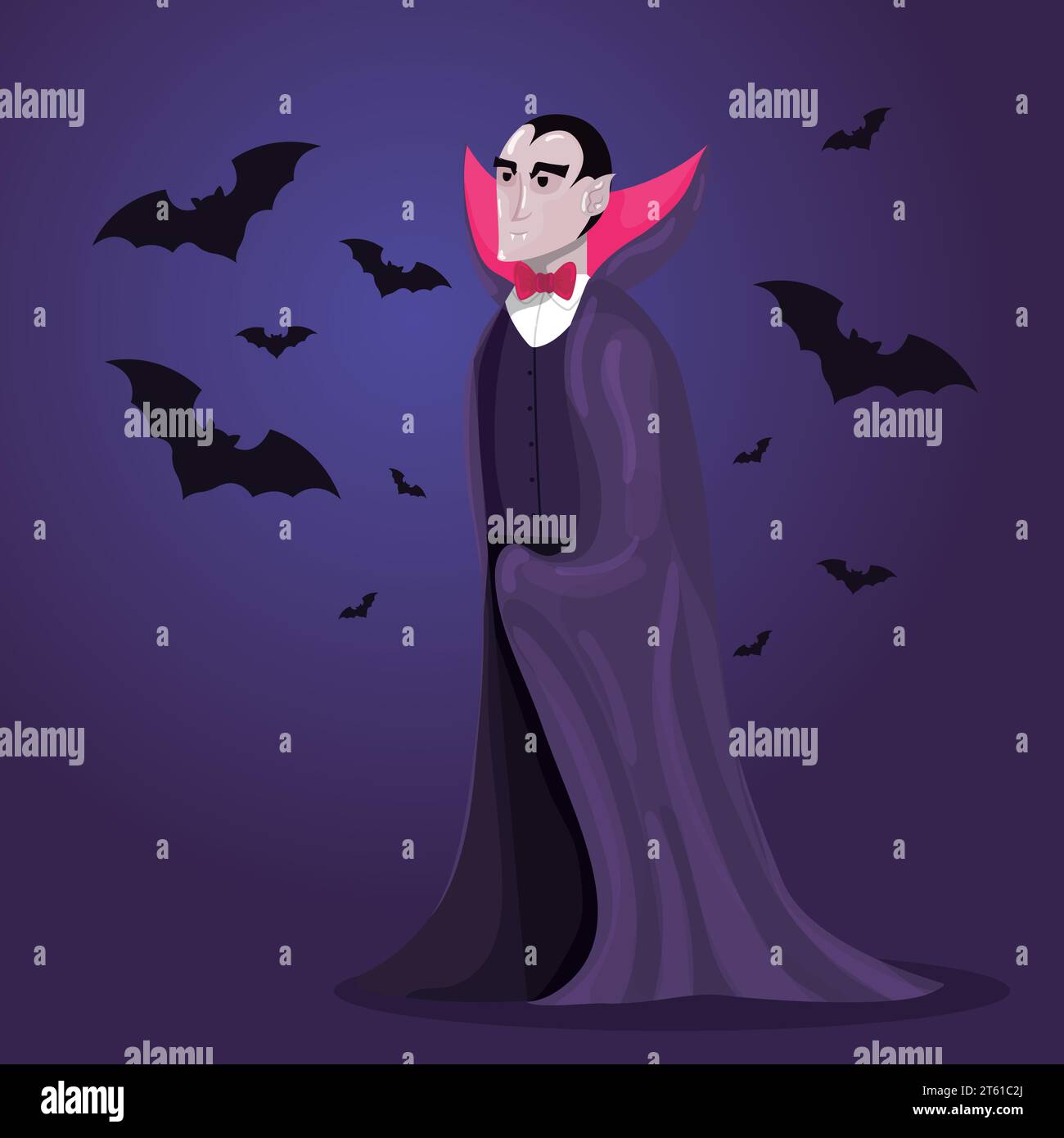 Scary vampire with bats Fantasy character Vector Stock Vector Image ...