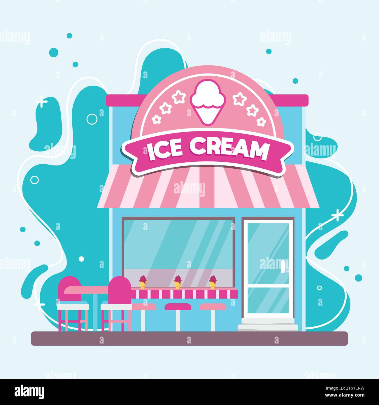 Isolated colored ice cream shop building sketch icon Vector Stock ...