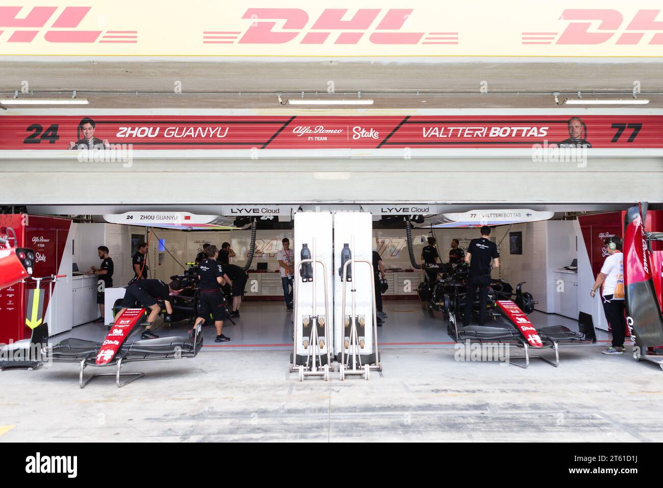 The ALFA ROMEO F1 TEAM STAKE garage as part of the 2023 F1 Sao Paulo Grand Prix at Autodromo ...