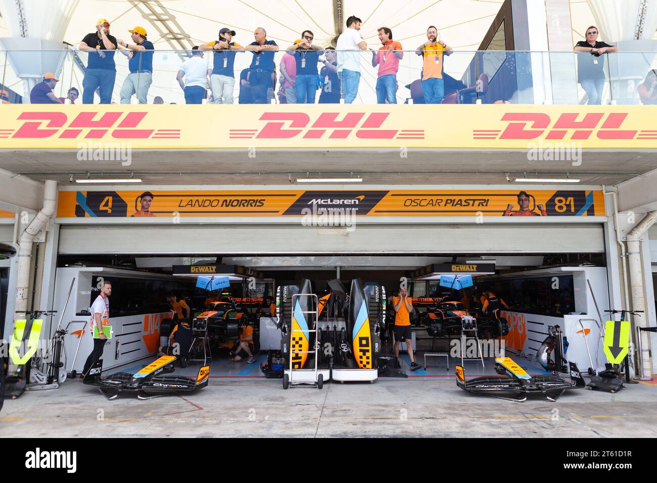 The MCLAREN FORMULA 1 TEAM garage as part of the 2023 F1 Sao Paulo ...