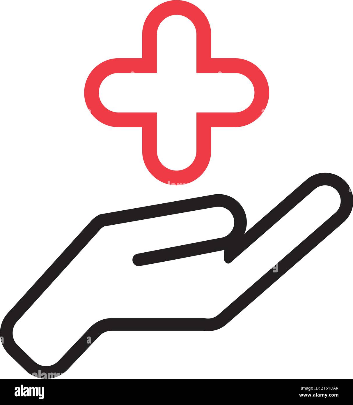 Outline of a hand holding a cross Medical icon Vector Stock Vector ...