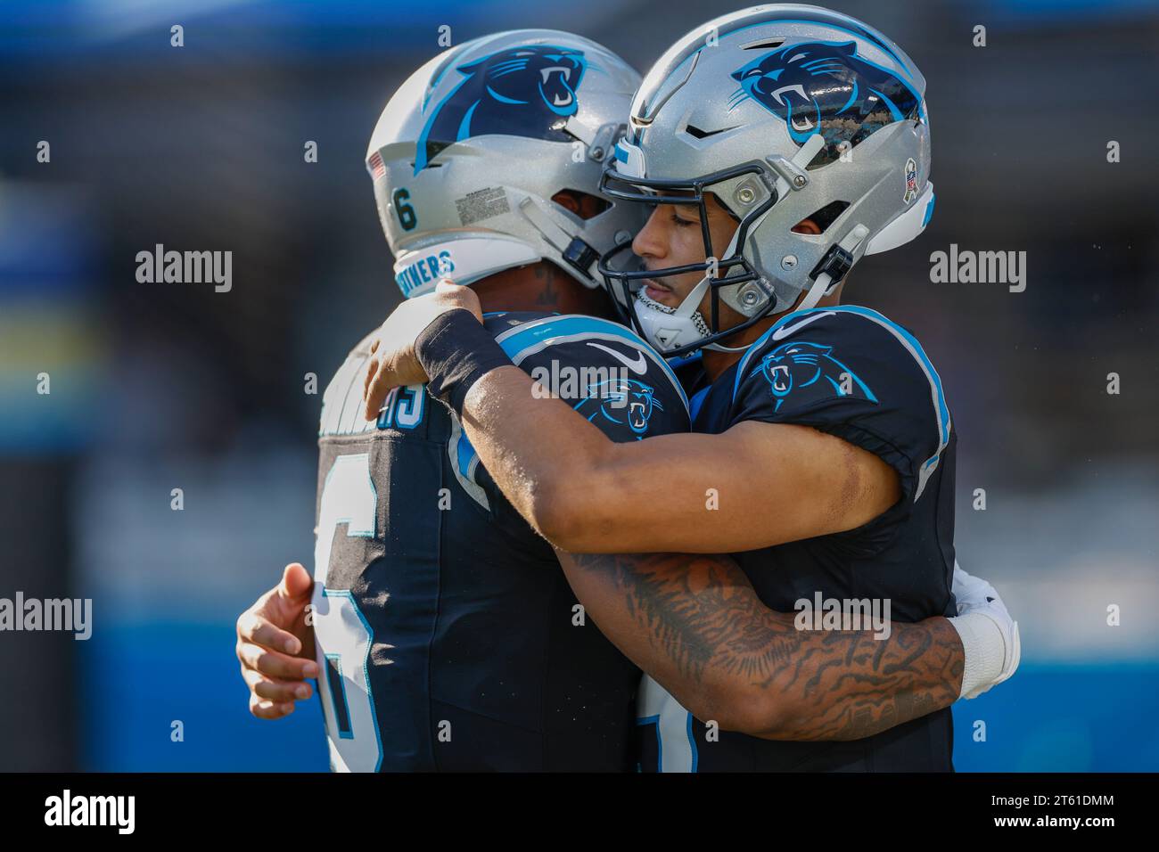 Charlotte, NC, USA: Carolina Panthers quarterback Bryce Young (9) gets ...