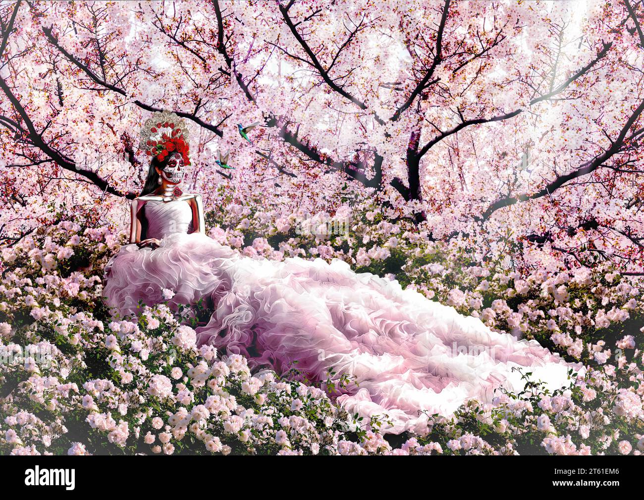 Tokyo, Japan. 1st Nov, 2023. La Catrina sits between roses and cherry ...