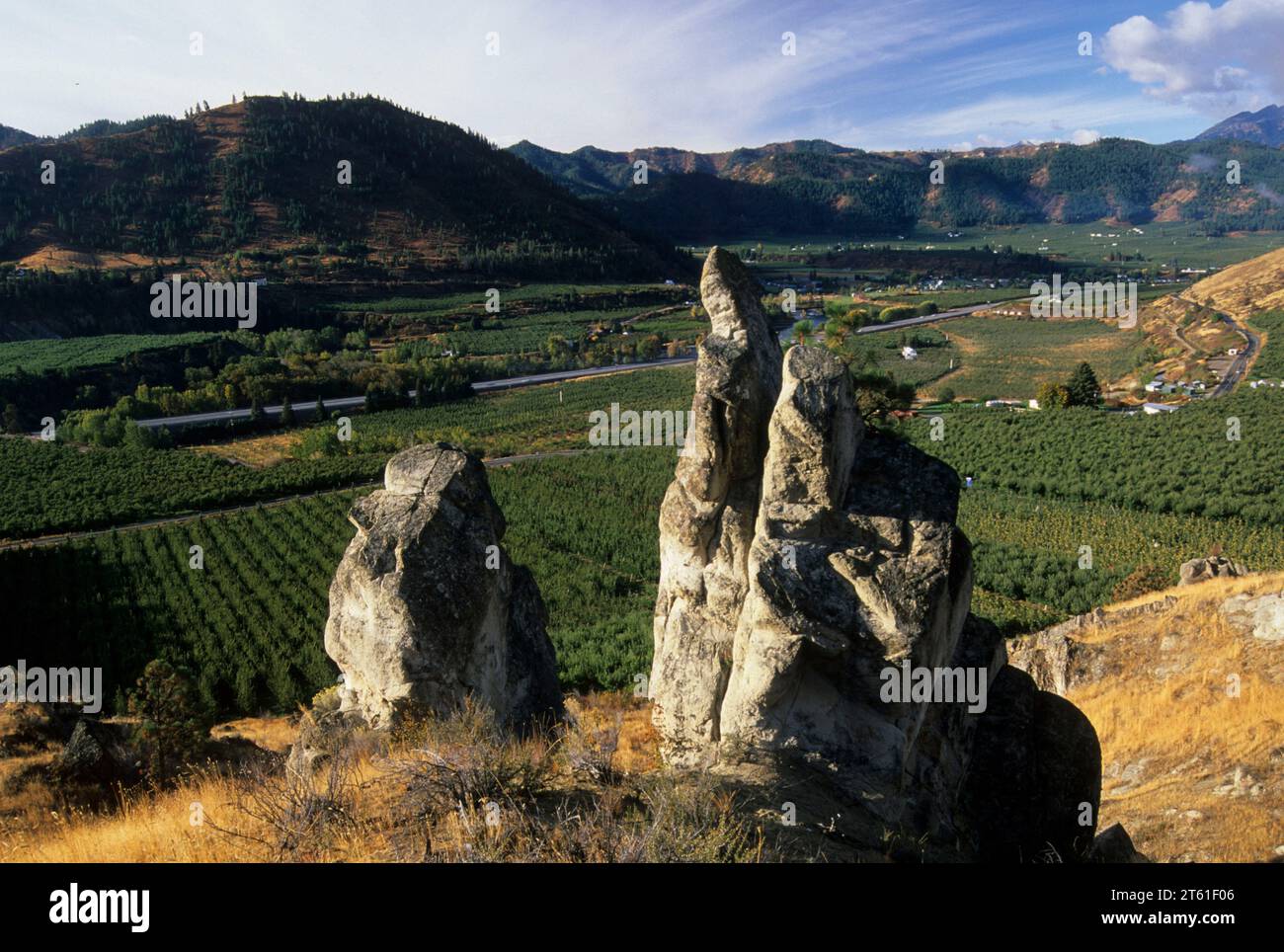 Orchards view, Peshastin Pinnacles State Park, Washington Stock Photo ...