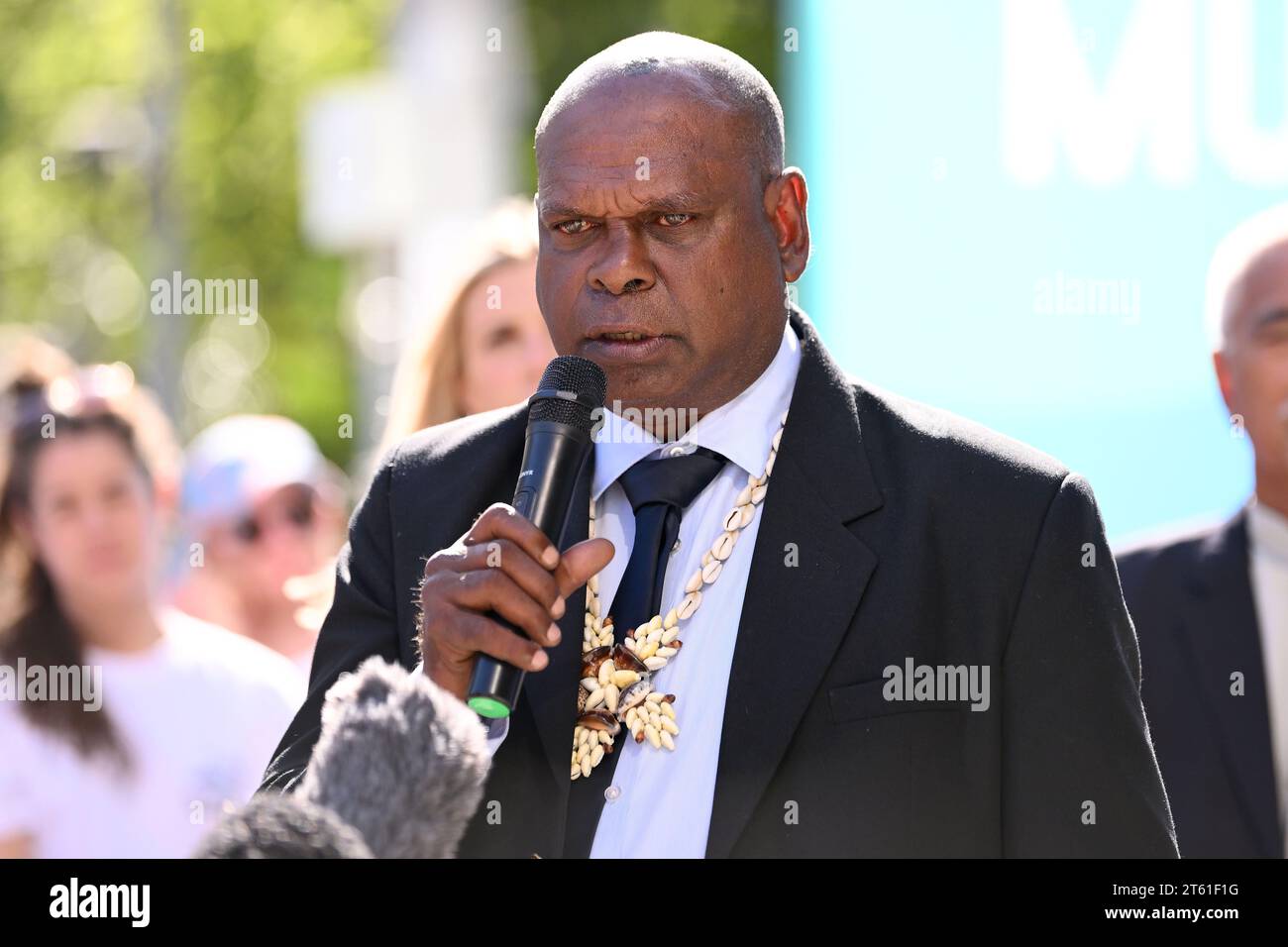 Melbourne, Australia. 08th Nov, 2023. Pabai Pabai speaks at the Federal ...