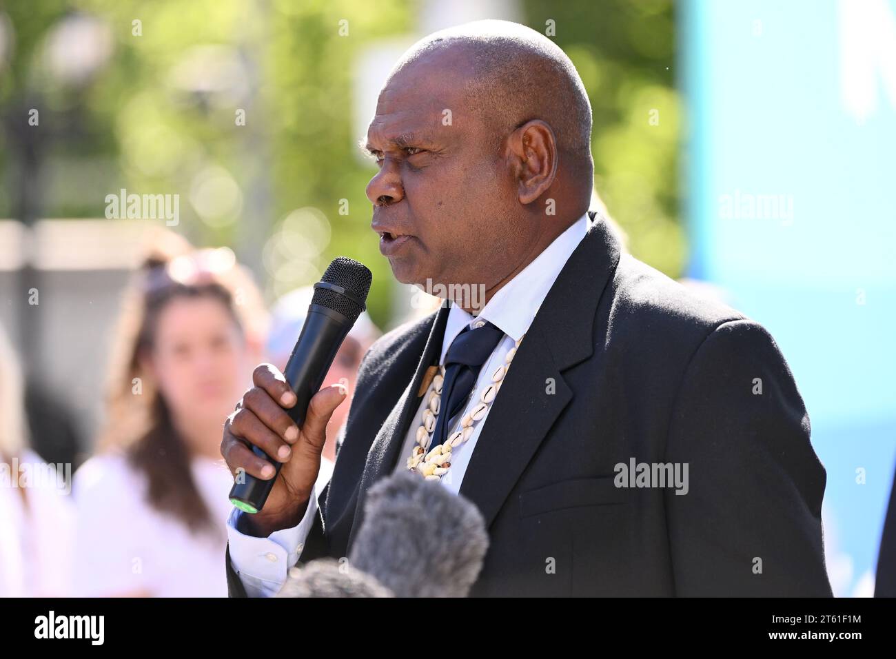 Melbourne, Australia. 08th Nov, 2023. Pabai Pabai speaks at the Federal Court of Australia, in ...