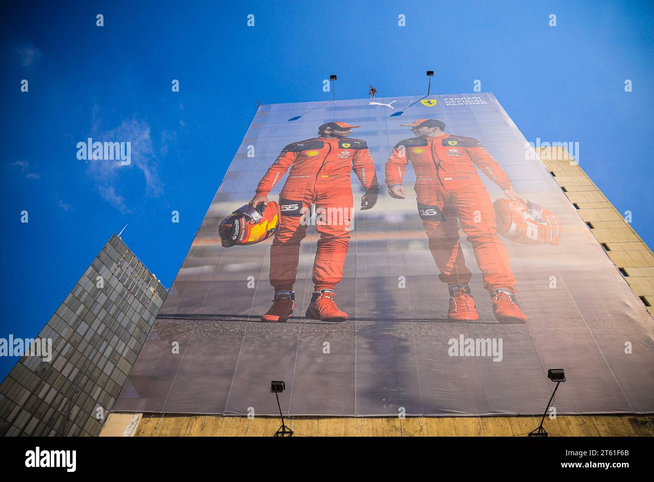 Carlos Sainz JR. and Charles Leclerc drivers of the Scuderia Ferrari of ...