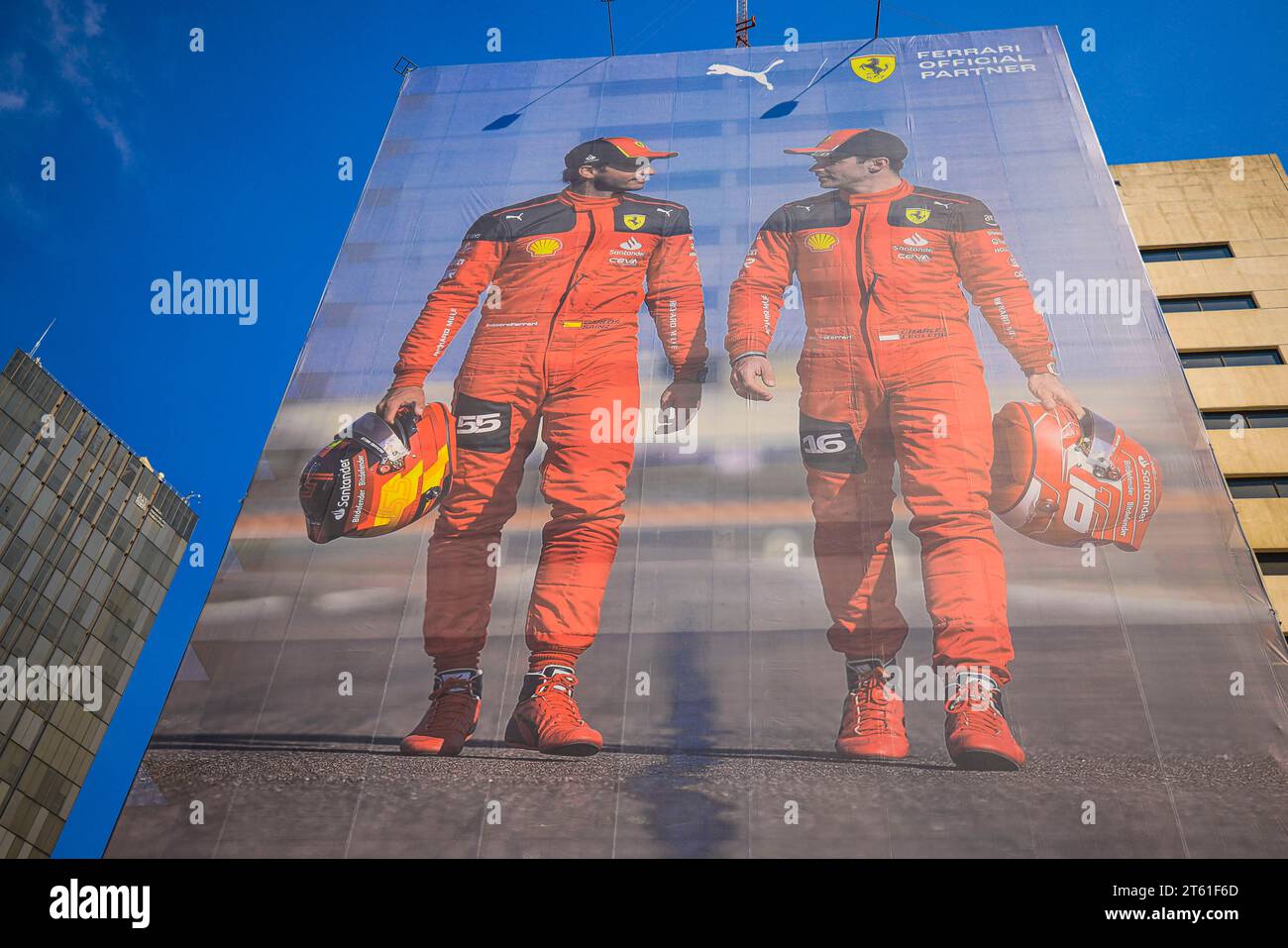 Carlos Sainz JR. and Charles Leclerc drivers of the Scuderia Ferrari of ...