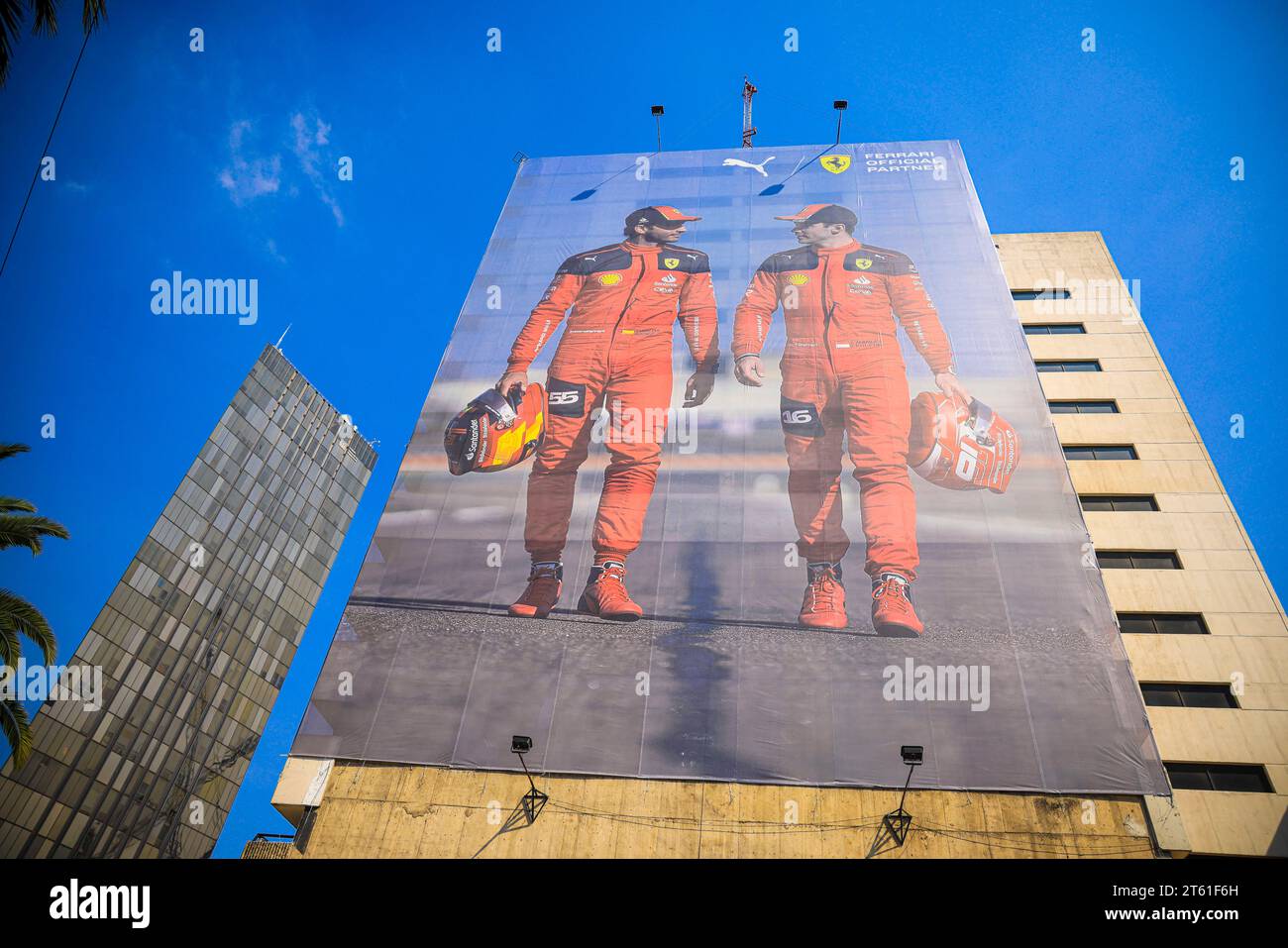 Carlos Sainz JR. and Charles Leclerc drivers of the Scuderia Ferrari of ...