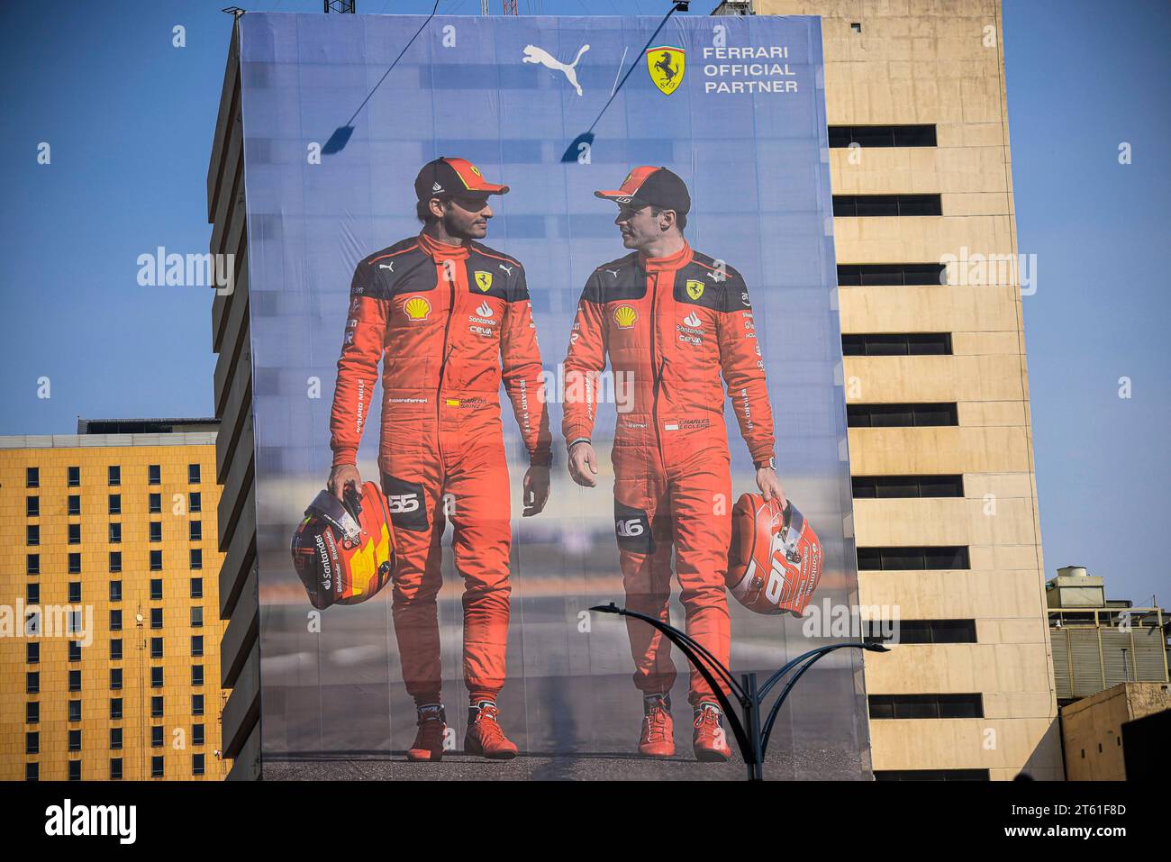 Carlos Sainz JR. and Charles Leclerc drivers of the Scuderia Ferrari of ...