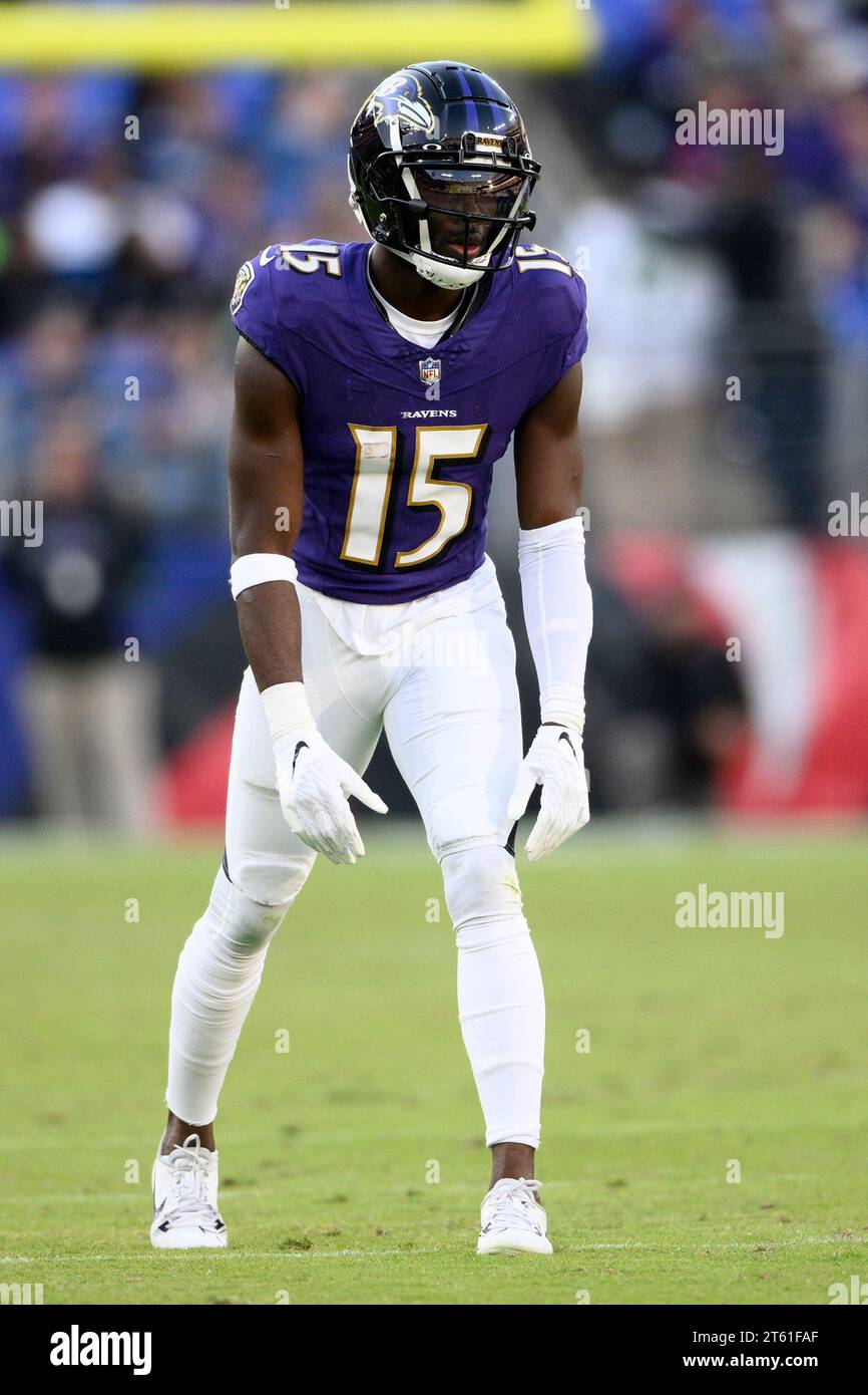 Baltimore Ravens wide receiver Nelson Agholor (15) in action during the ...