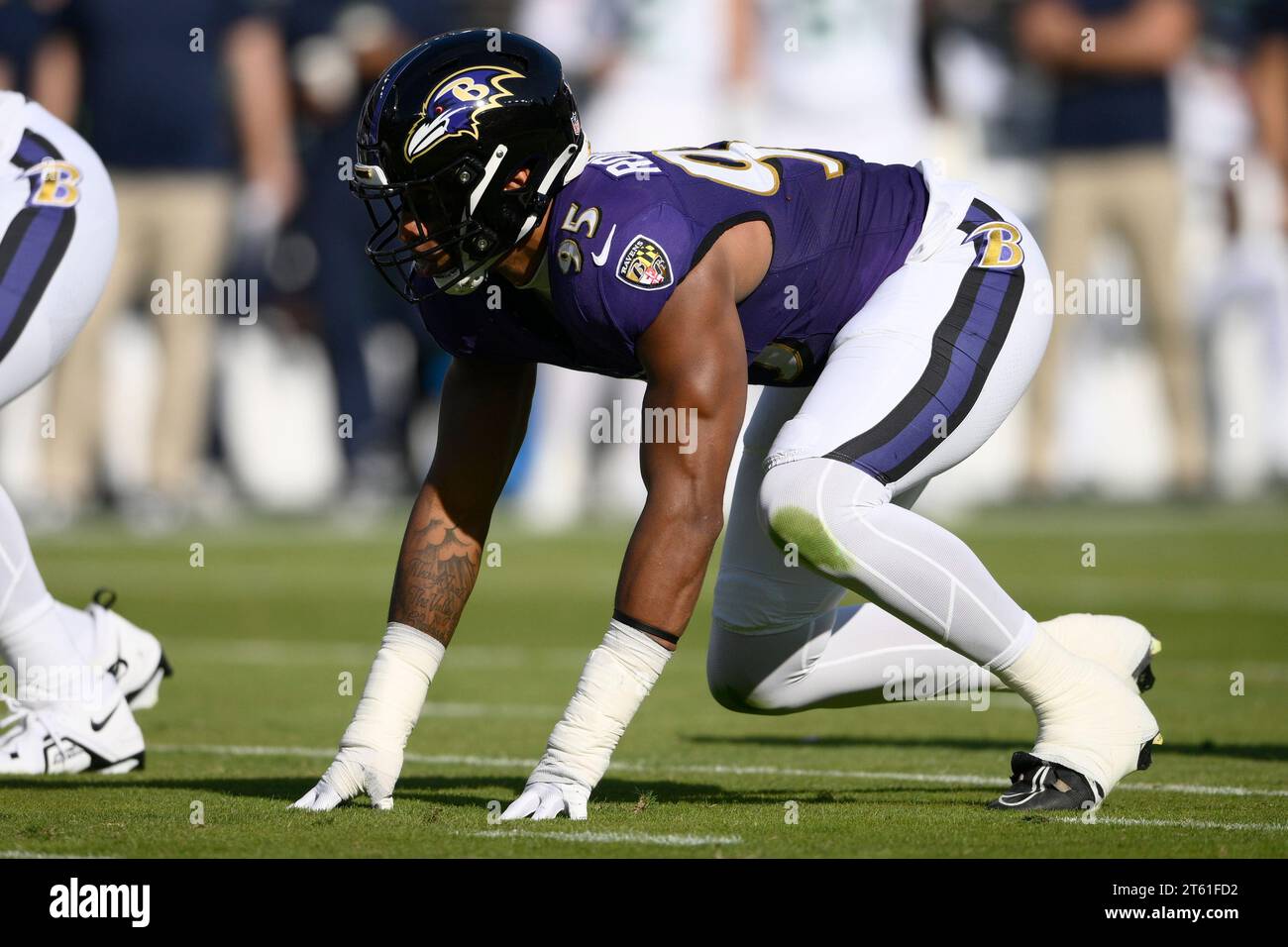 Baltimore Ravens linebacker Tavius Robinson (95) in action during the ...