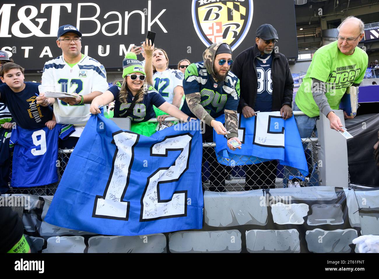 Spectators before an NFL football game against the Seattle Seahawks ...