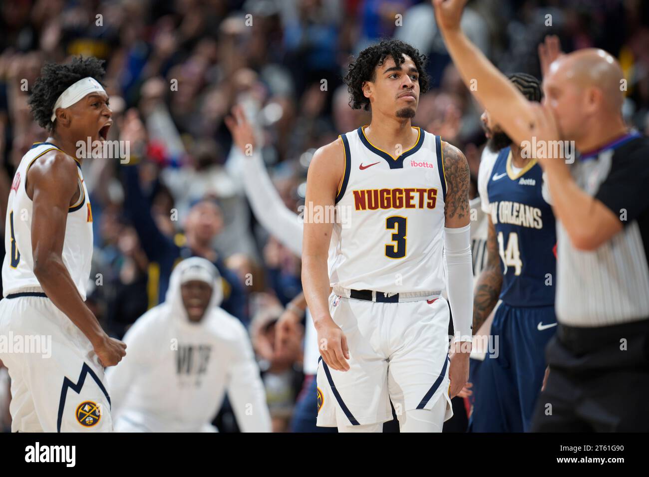 Denver Nuggets guard Julian Strawther (3) in the second half of an NBA ...