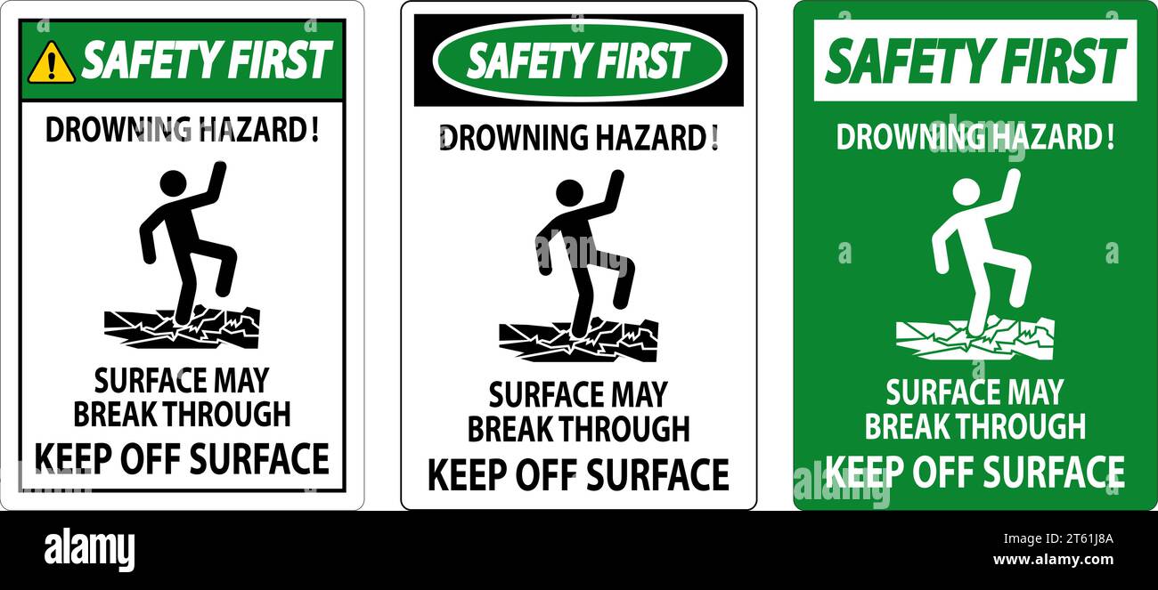 Safety First Sign Drowning Hazard - Surface May Break Through, Keep Off ...