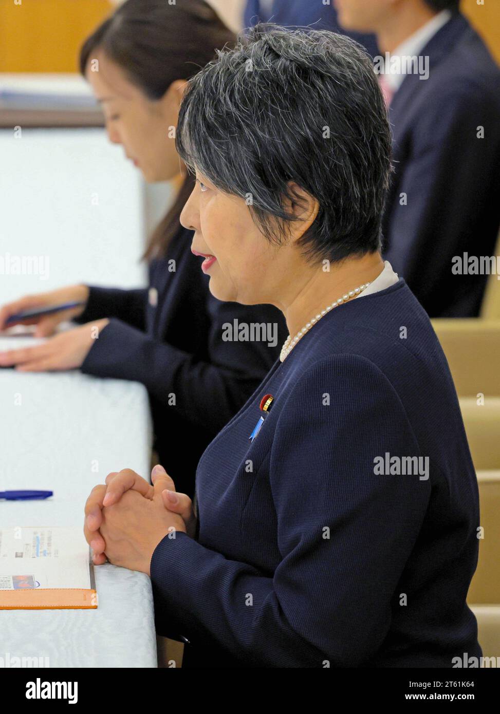 Japanese Foreign Minister Yoko Kamikawa speaks at the outset of a ...