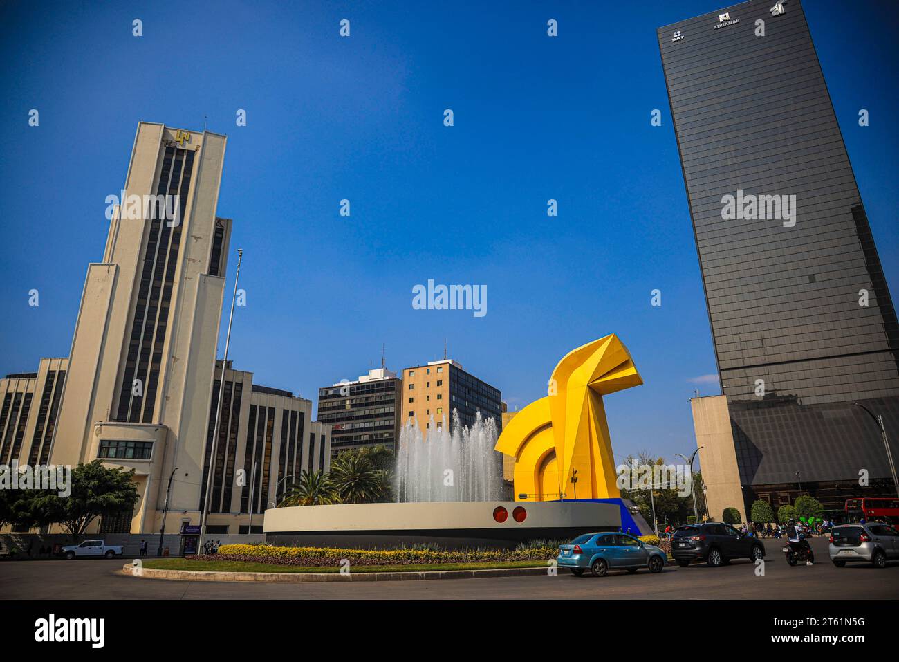 El Caballito Statue, yellow in color by sculptor Enrique Carbajal ...