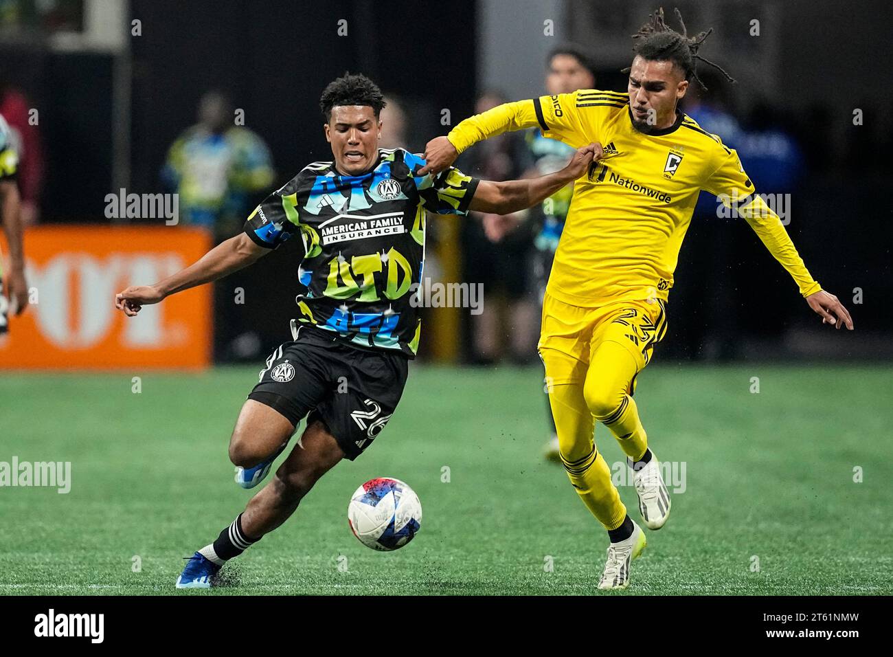 Atlanta United defender Caleb Wiley (26) moves the ball against ...
