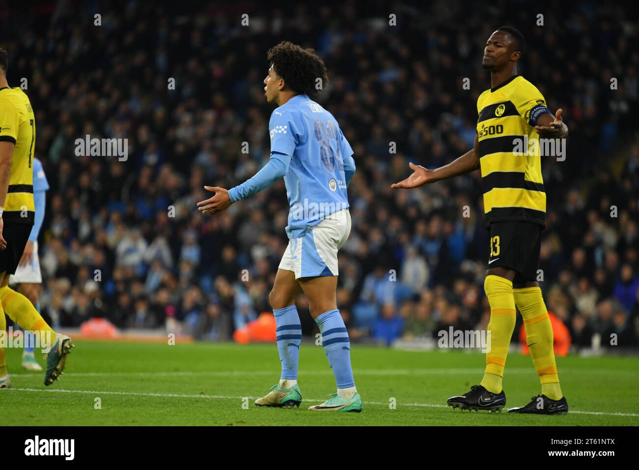 Manchester, UK. 07th Nov, 2023. Rico Lewis, Mohamed Ali Camara in ...