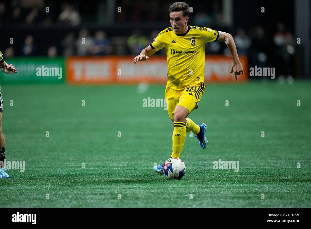 Columbus Crew defender Malte Amundsen (18) runs against the Atlanta ...