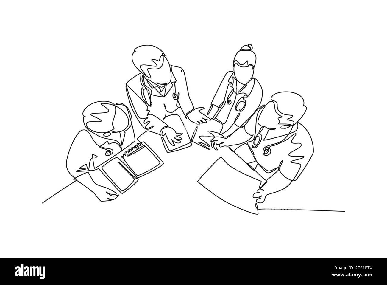 Single line drawing doctor patient hi-res stock photography and images ...