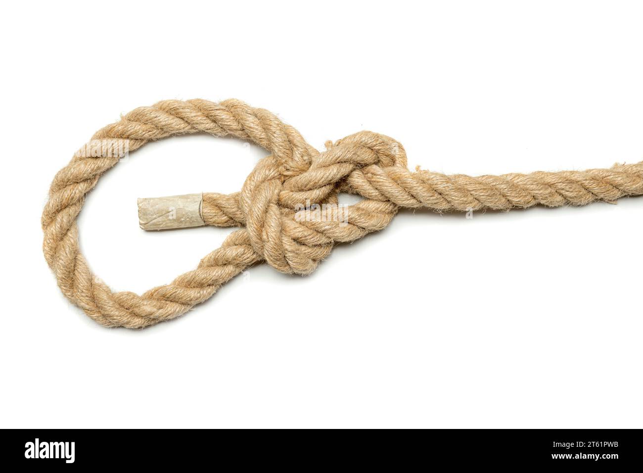 Coiled rope knot isolated over a white background Stock Photo - Alamy