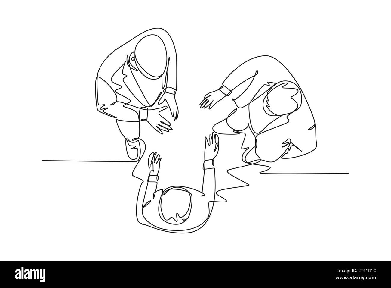 Single continuous line drawing of young businessmen chatting on ...