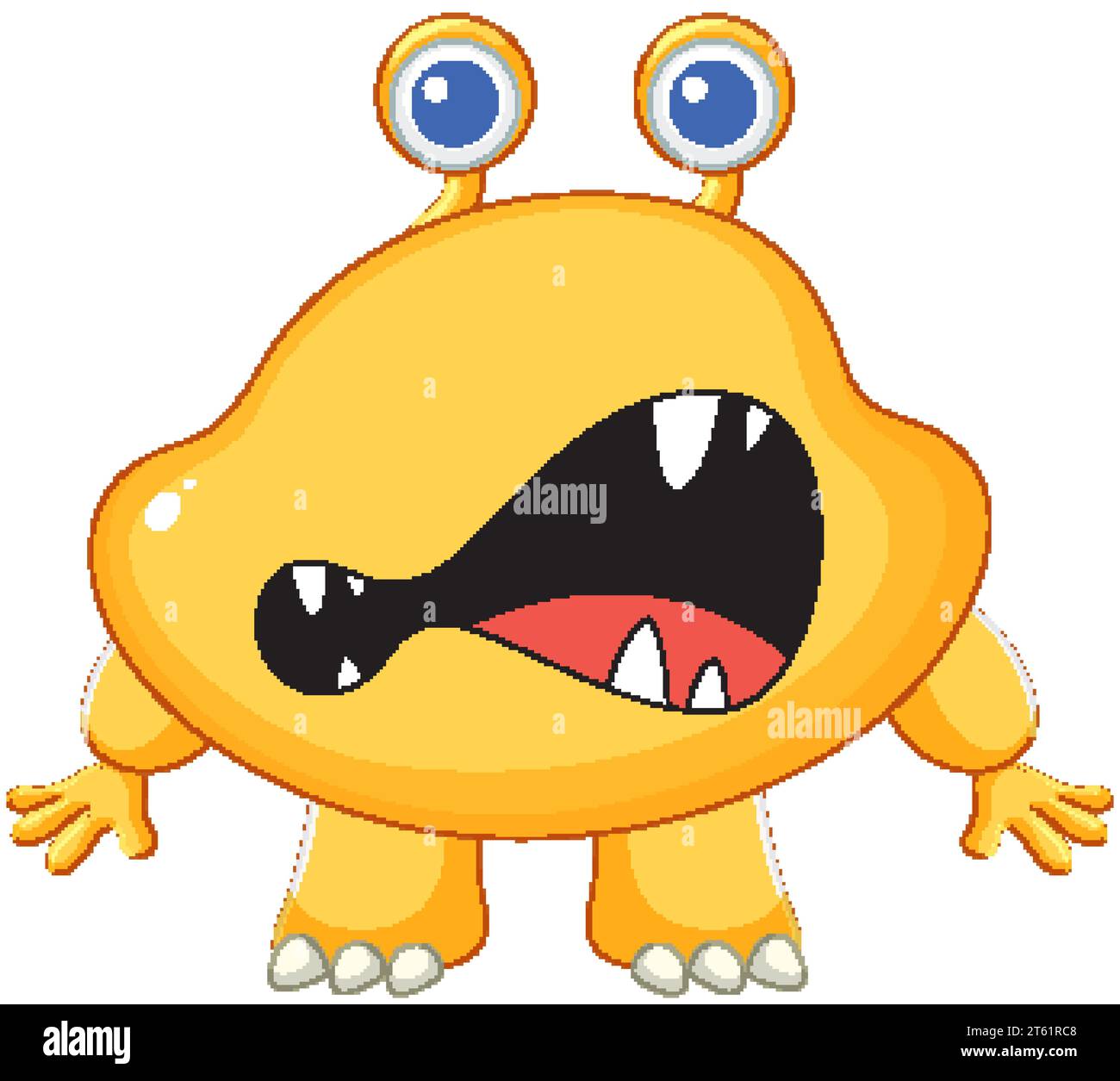 A vibrant and playful cartoon illustration of a yellow monster Stock ...