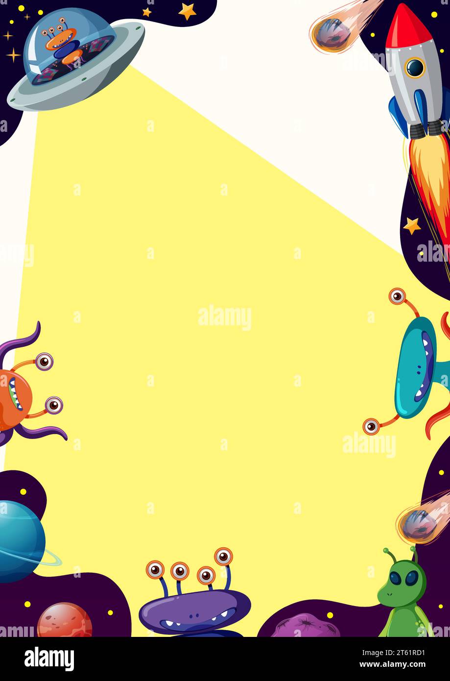 Printable template of a cute alien cartoon character with an outer ...