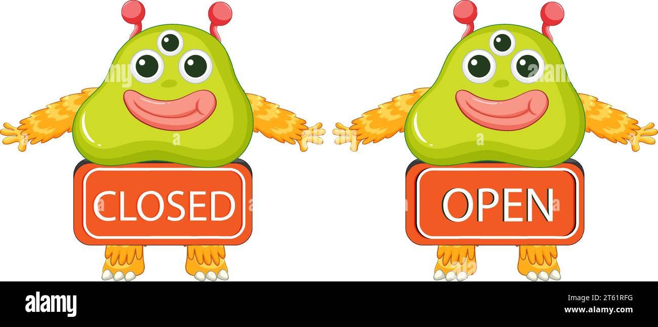 Illustration of a vector monster with a sign banner Stock Vector Image ...