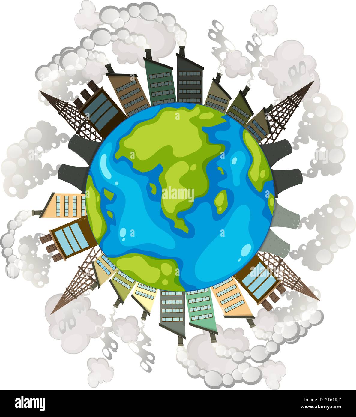 A vector cartoon illustration of Earth surrounded by smoke and polluted ...