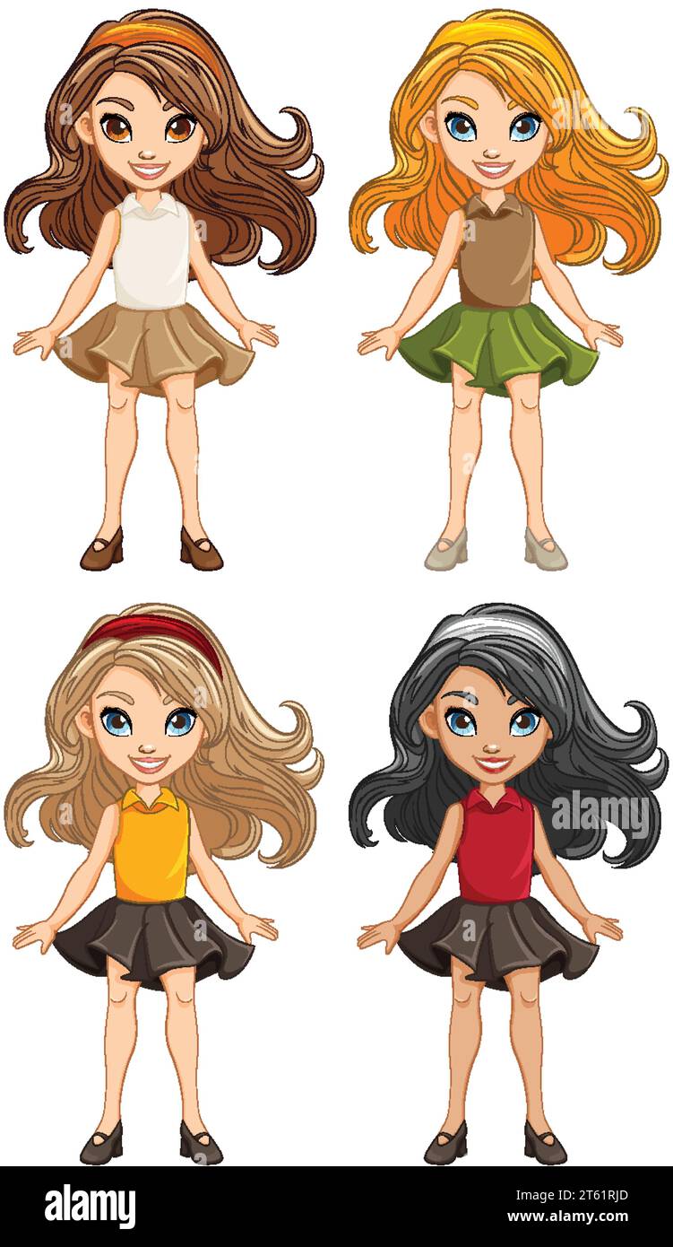 Vector illustrations of stunning female cartoon characters Stock Vector ...
