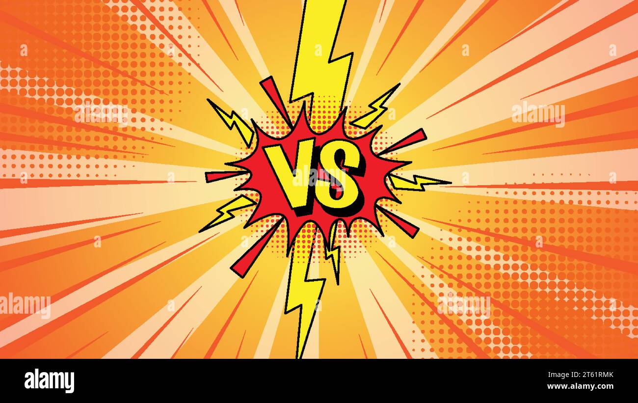 Colorful retro comic illustration with lightning symbol on background ...