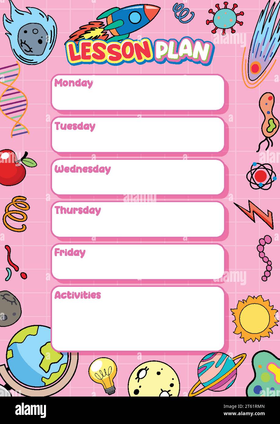 A vector cartoon illustration style template for planning weekly ...