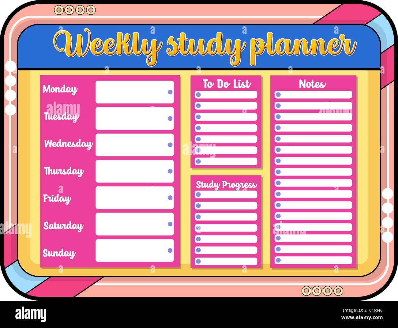 A vector cartoon illustration of a student's lesson plan and to-do list ...