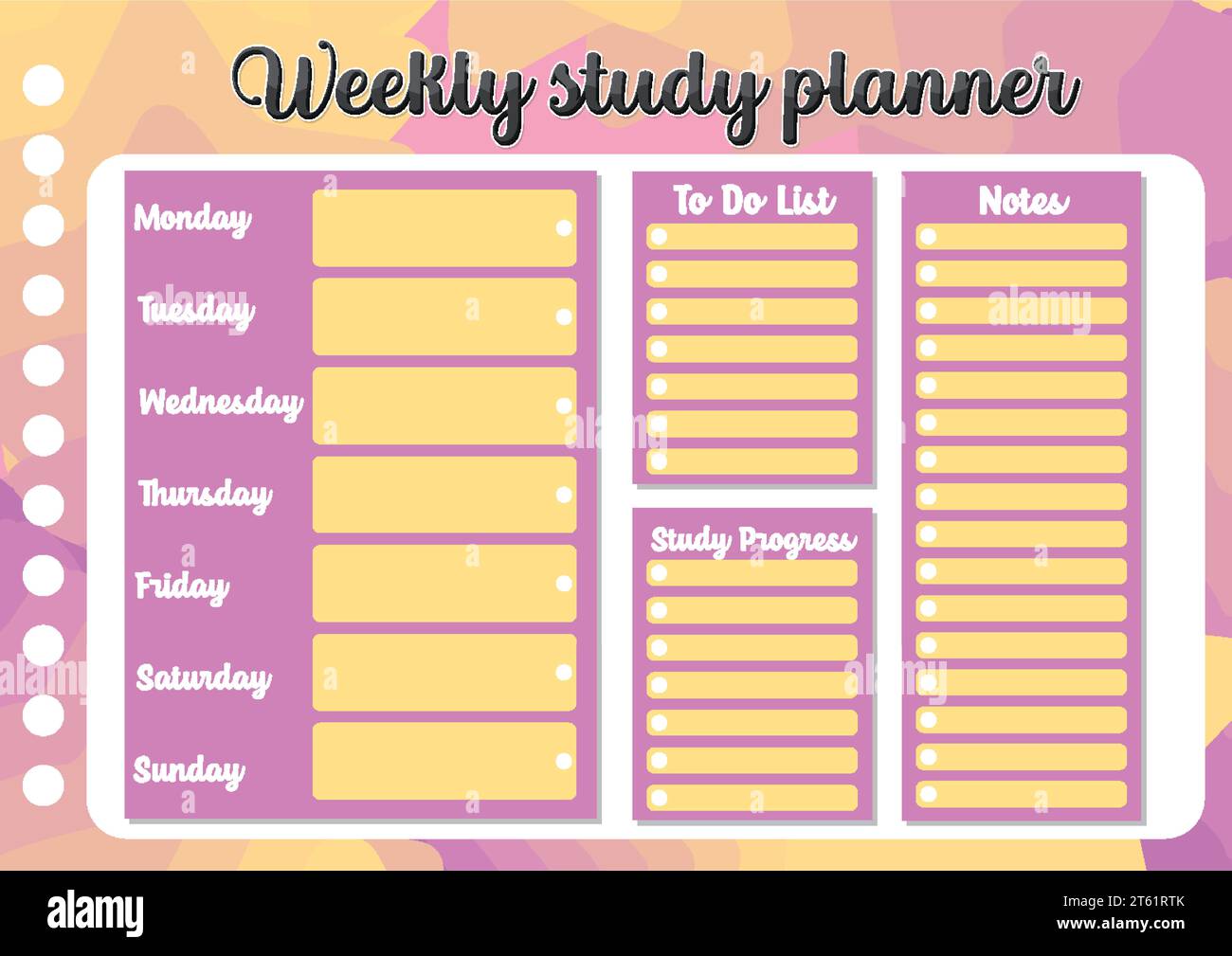 Organized study plan with hourly schedule for effective learning Stock ...