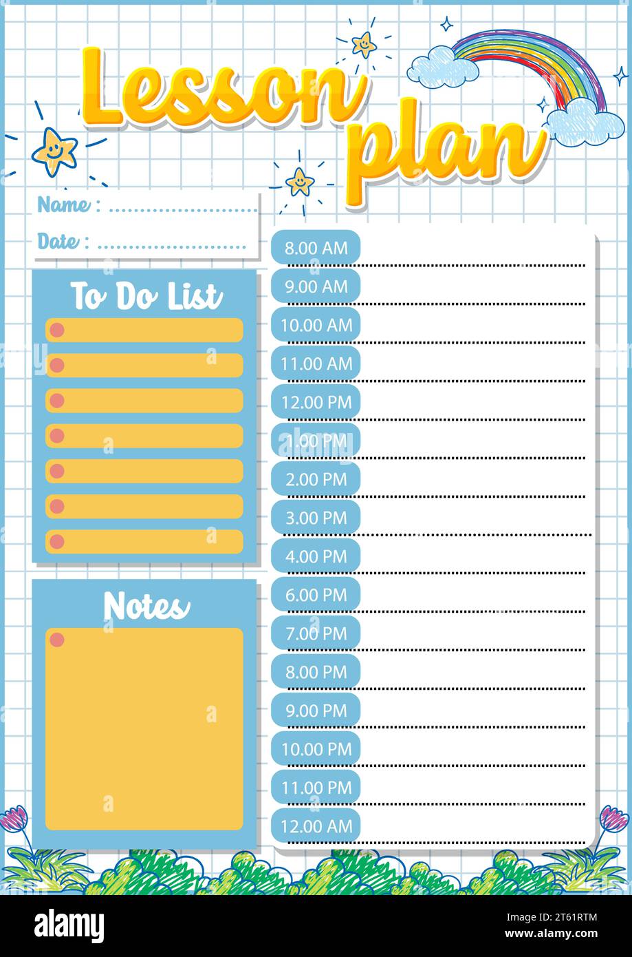 A handy template for organizing student lesson plans and tasks Stock ...