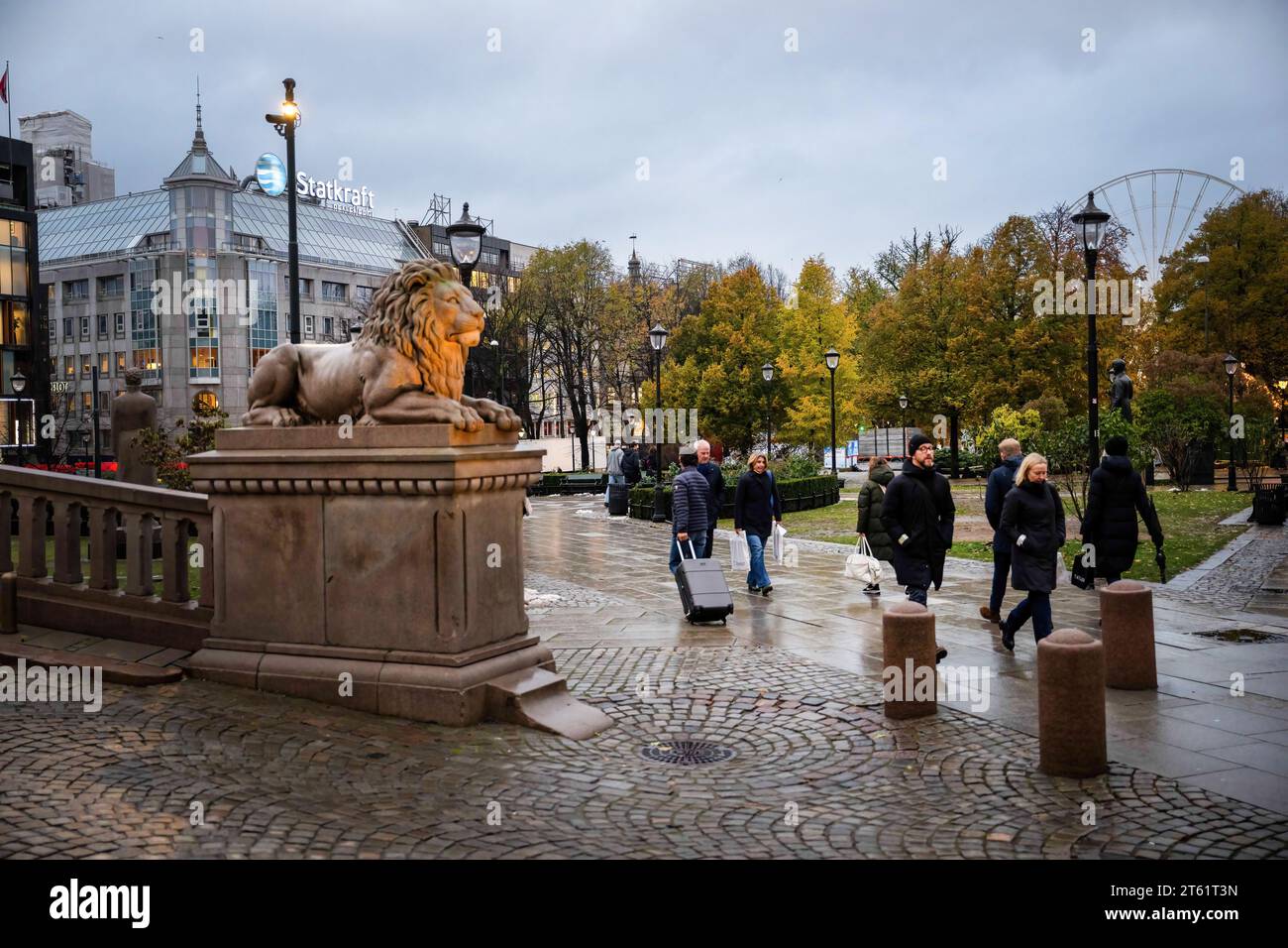 Oslo, Norway. 03rd Nov, 2023. People are seen walking near the seat of ...