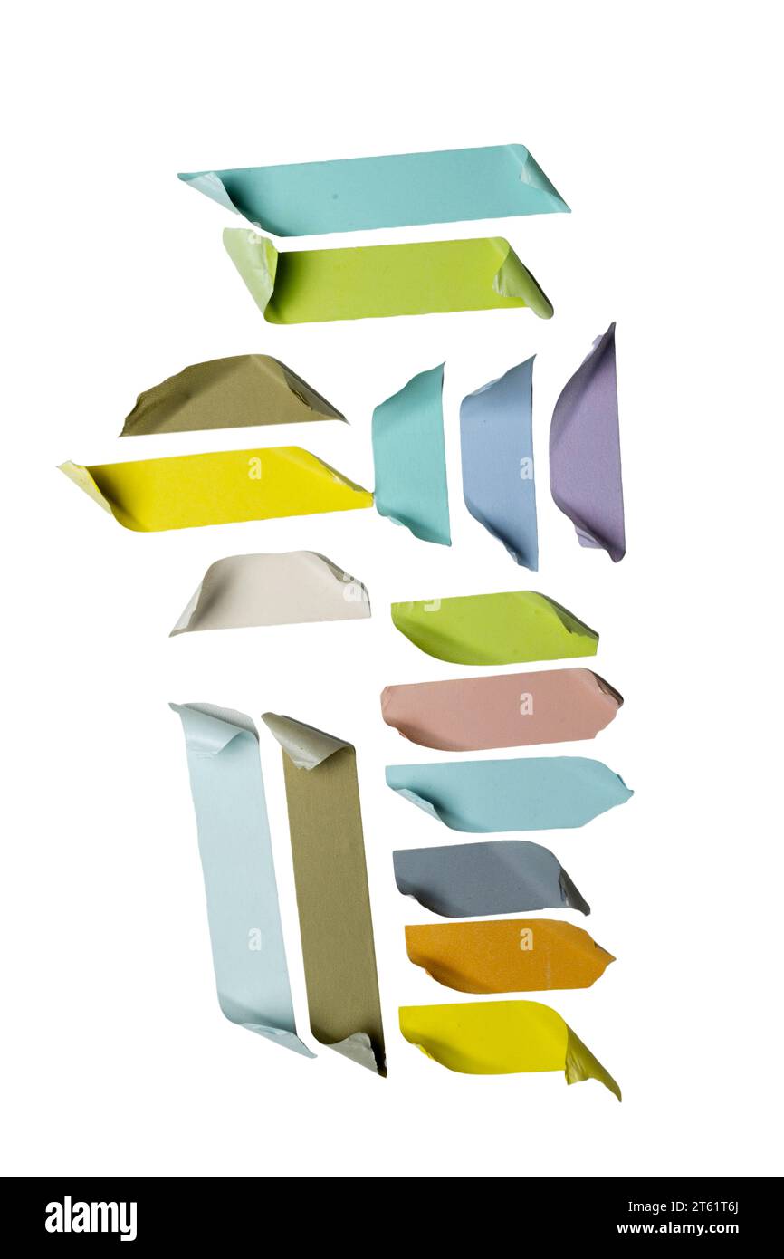 Colorful sticker paper tape with a white background Stock Photo - Alamy