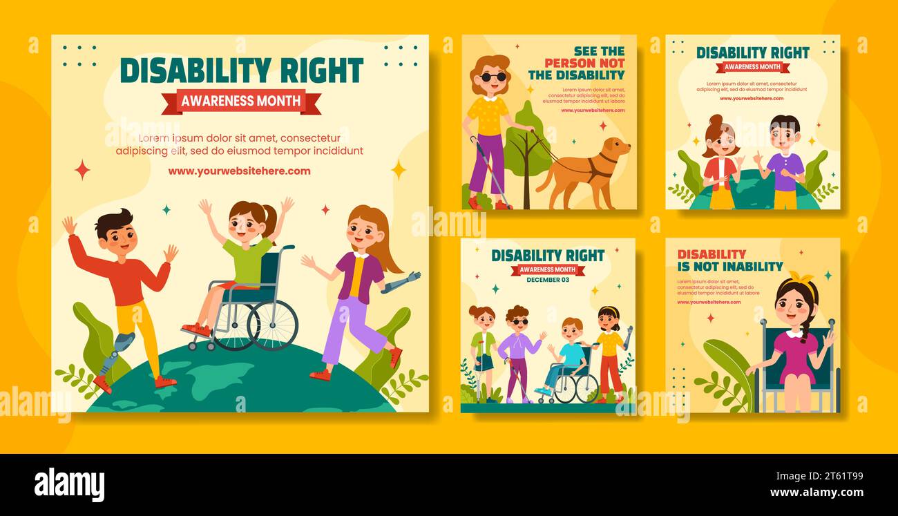 Disability Rights Awareness Month Social Media Post Flat Cartoon ...