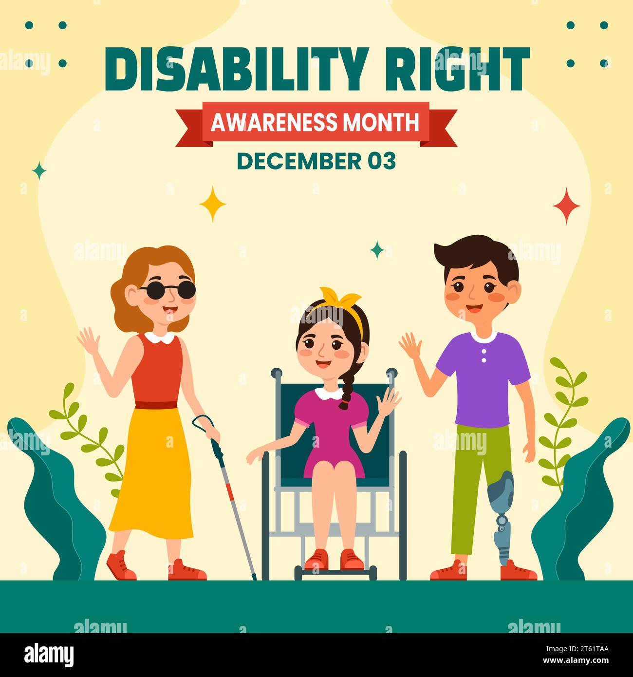 Disability Rights Awareness Month Social Media Illustration Flat ...