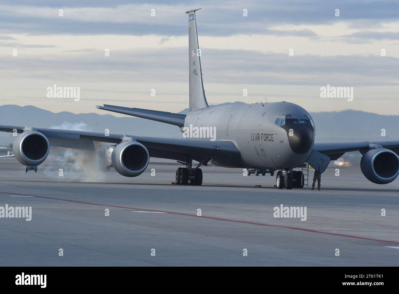 A KC-135R Stratotanker starts it’s engines for a rapid response at ...